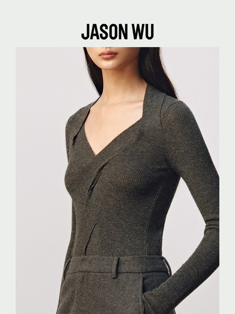 JASON WU Spring New Cashmere Metallic Kit Collar Commuter Versatile Top ...