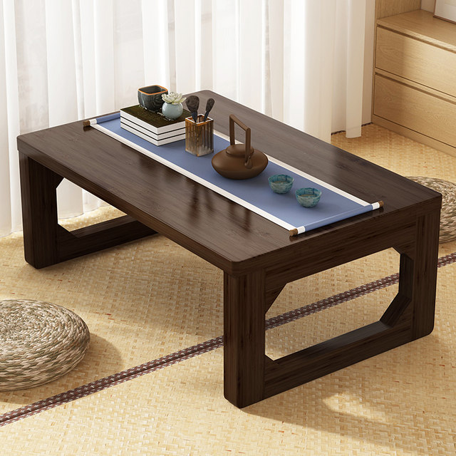 Bay window small table folding kang table household solid wood tatami ...