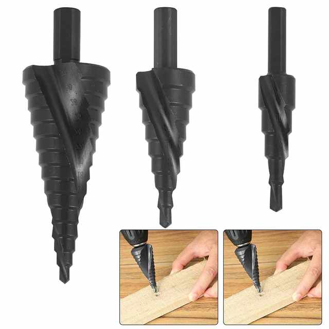 3Pcs 4-12mm 4-20mm 4-32mm HSS Triangle Shank Step Drill Bit