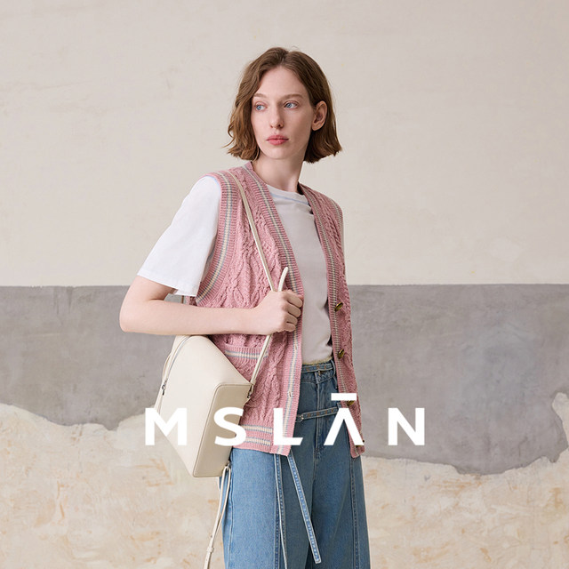 MSLAN spring and summer minimalist round neck color embroidery combined T -shirt mfbn1105