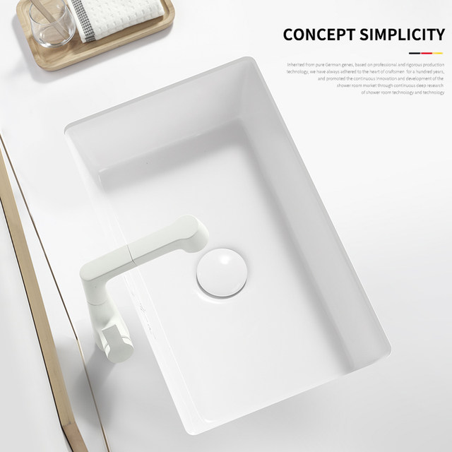 Narrow square ceramic undercounter basin embedded wash basin bathroom ...