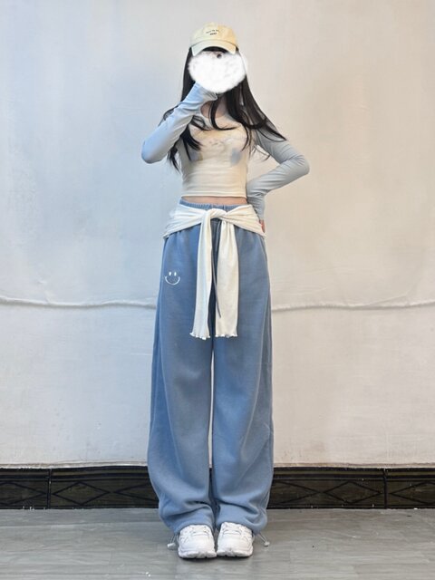 XXBUNI jazz dancing pants women's blue cat top + baby blue sports pants ...