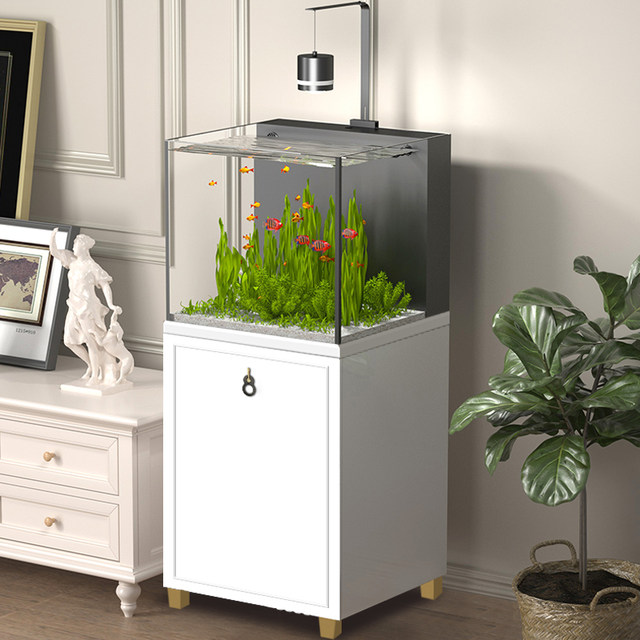 Dishun 2024 new fish tank living room small ultra-white glass goldfish ...