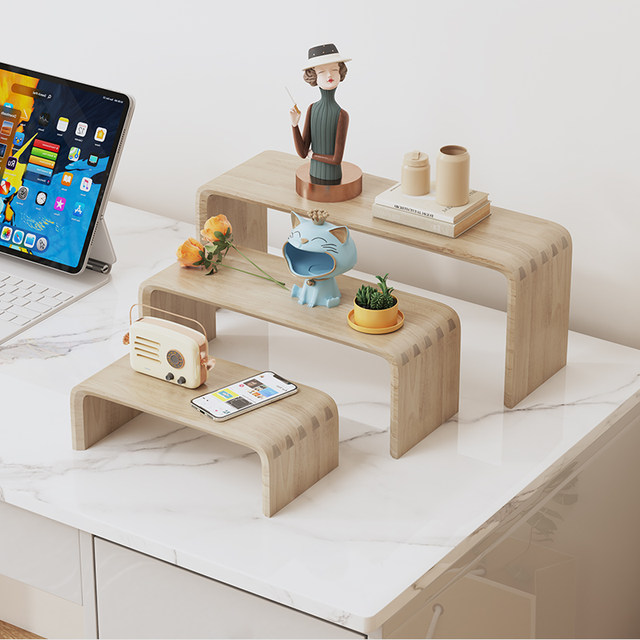 Customized solid wood U-shaped storage rack inside the cabinet, layered ...