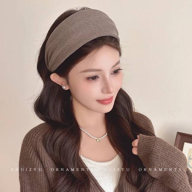 Retro high-end wide-brimmed headband, stylish French headband, lazy ...