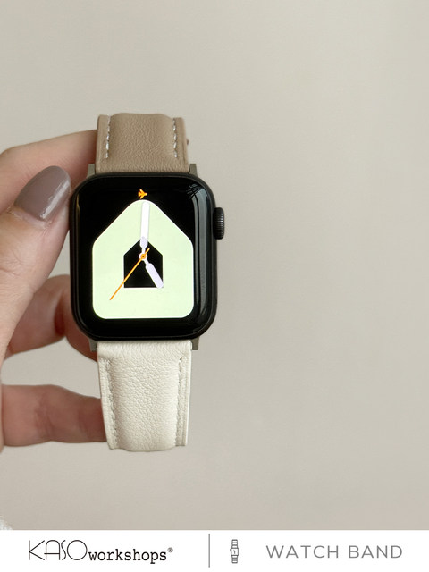 KASO is suitable for Apple watch strap applewatch contrast leather strap simple Apple watch S10 ...