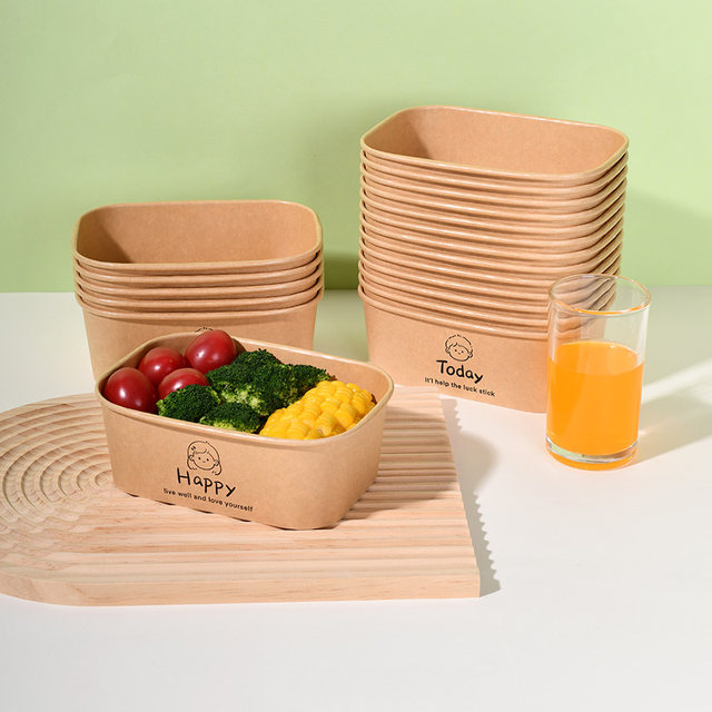 Kraft paper disposable paper bowl home takeaway packaged camping picnic ...