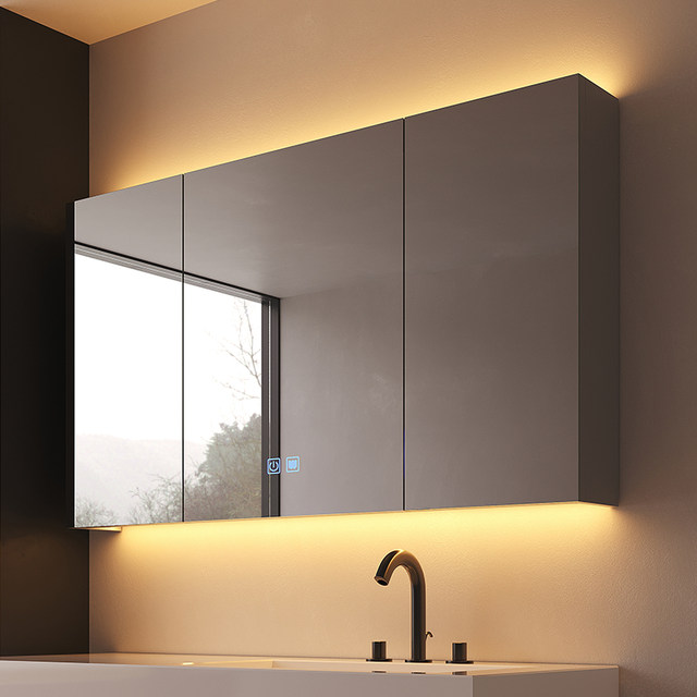 Smart bathroom mirror cabinet bathroom wall-mounted mirror box with ...