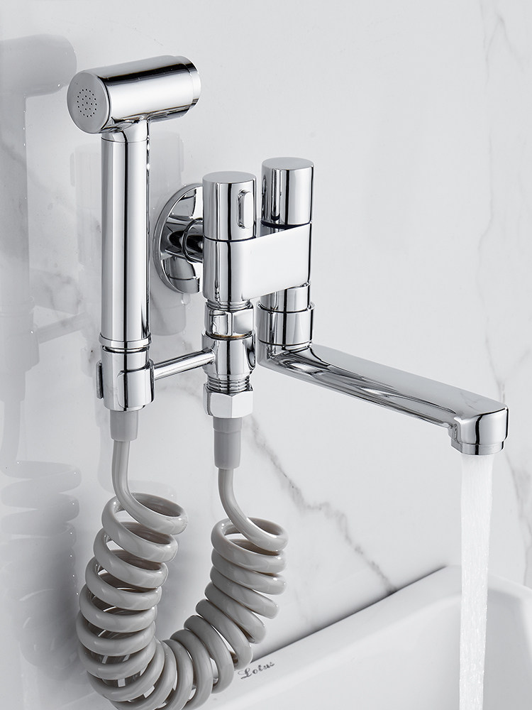 Spring Chi Brass Spray Gun Faucet - Lengthened Rotating Mop Pool Faucet