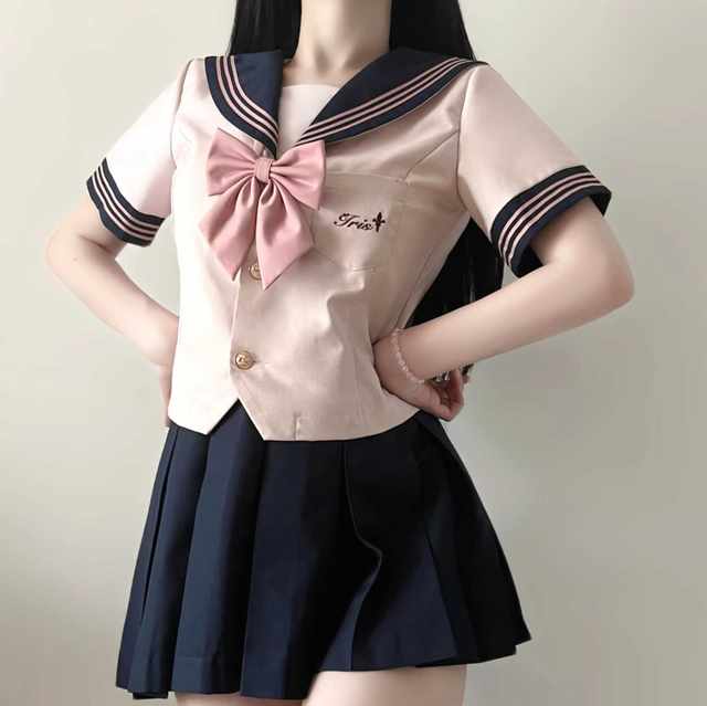 Original pink waisted sailor suit Japanese college style JK uniform ...