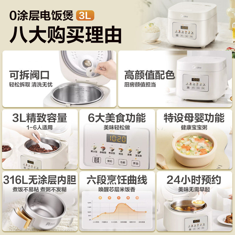 Midea 3L Stainless Steel Rice Cooker - MB-RE387S