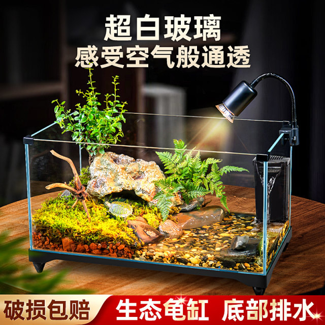 Turtle tank ultra-white glass landscaping household small villa ...