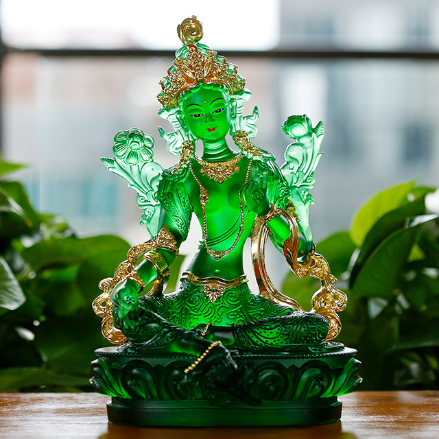 Glaze green Tara Buddha statue painted and gilded Chinese style new ...