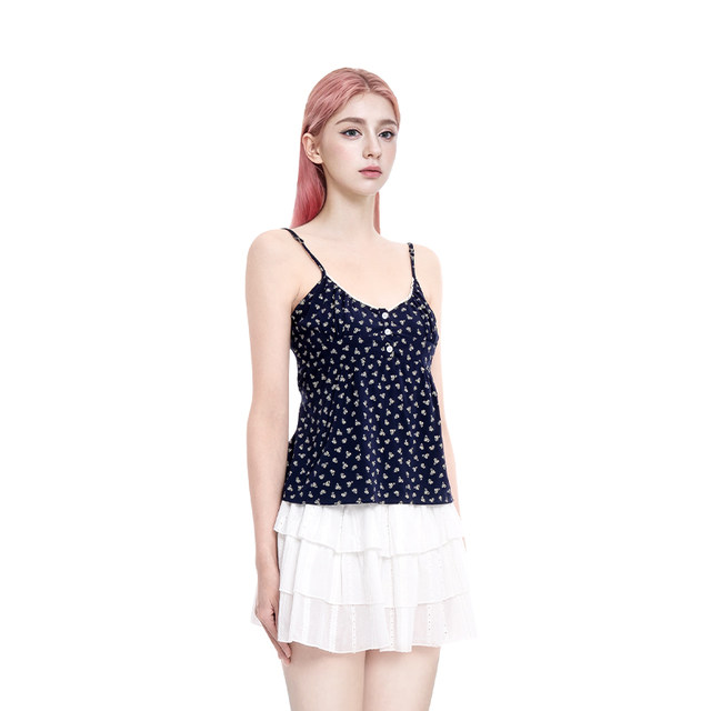 BM top camisole women's 2024 new autumn and winter navy blue retro ...