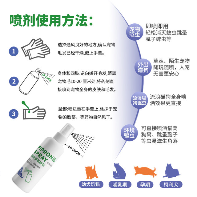 Fepredronil spray to remove fleas and ticks for pets, dogs and cats, in ...