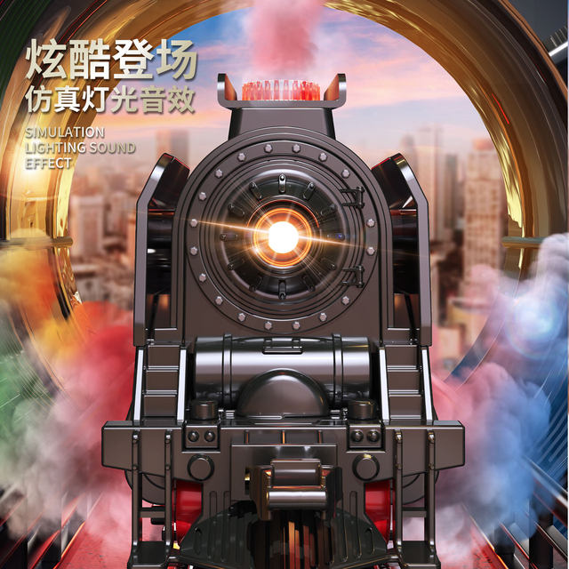 Retro steam train track set simulation electric train model boy track ...