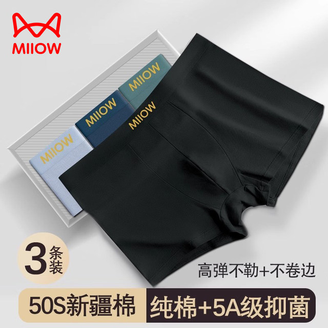 MiiOW/Catman Men's Underwear Boys' Pure Cotton Boxer Briefs Youth Antibacterial Crotch ...