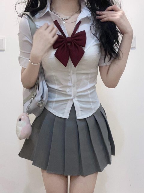 jk uniform pure desire waist white shirt women's college style slimming ...