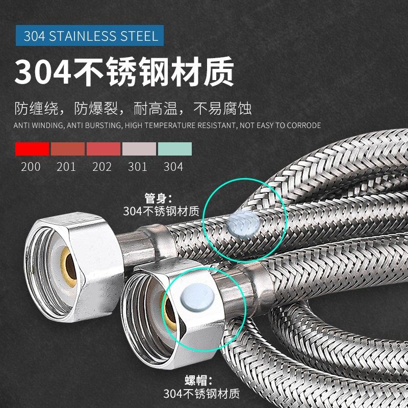 Mulanjie Stainless Steel Faucet Hose - Hot & Cold Water Inlet Pipe