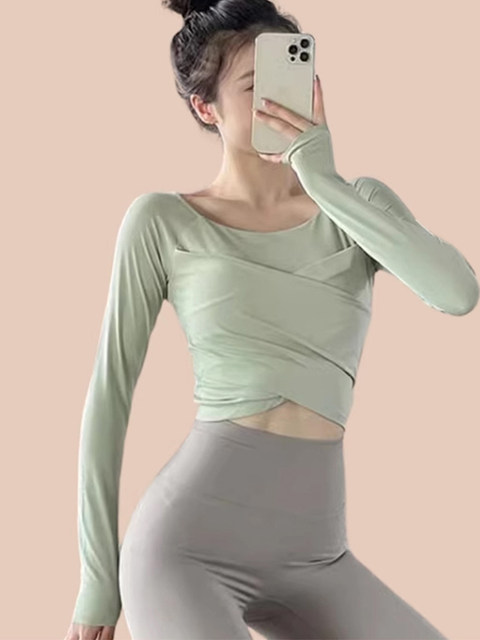 Elastic tight yoga clothing top female in autumn wearing slim sexy ...