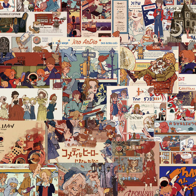 64 American magazines ins magazine Ins wind retro sticker niche high ...