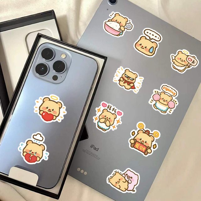 63 pieces of butter bear stickers, creative cute cartoon expression ...