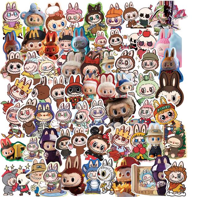 63 pieces of Labubu waterproof stickers Labubu Bubble Mart small ...