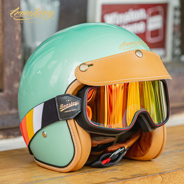 Retro vespa helmet Neve blue motorcycle three-quarter half helmet 3C ...