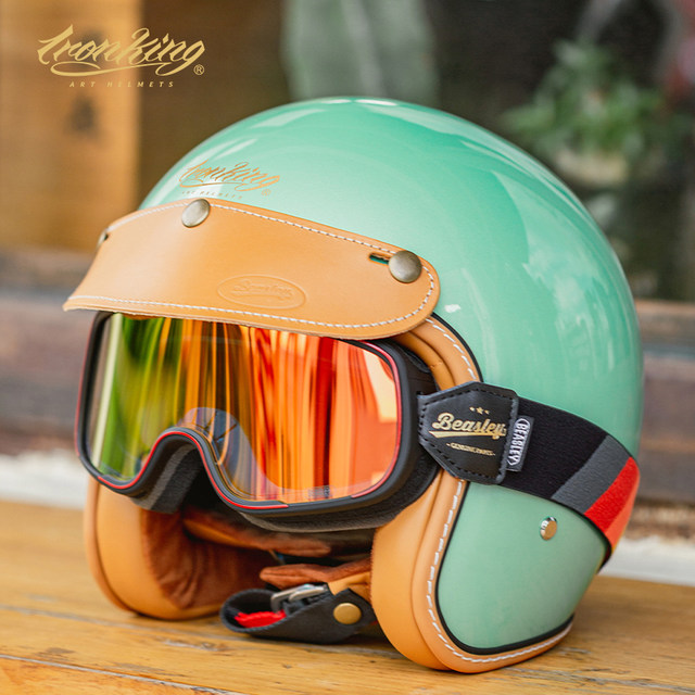 Retro vespa helmet Neve blue motorcycle three-quarter half helmet 3C ...