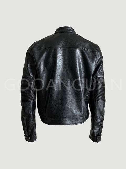 Retro boxy men's American street leather jacket autumn and winter PU ...