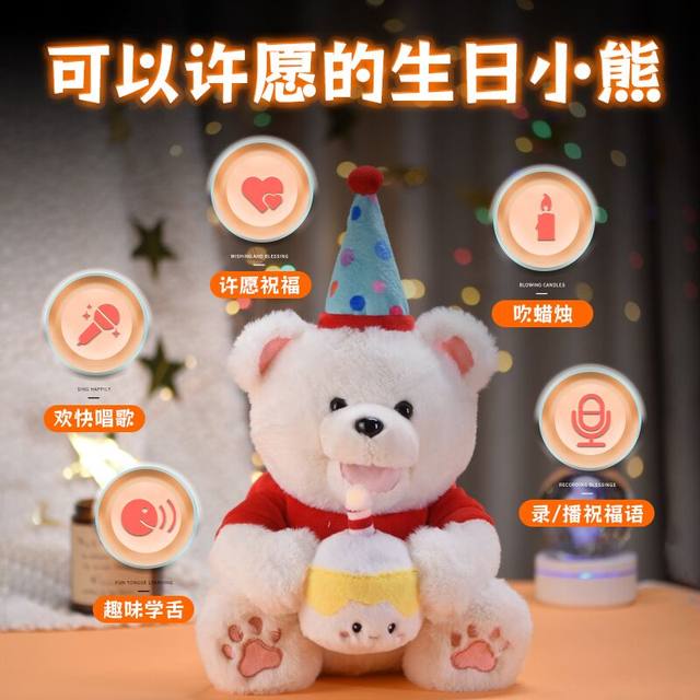 Fun Nest Wishing Birthday Bear Blowing Candles and Singing Happy ...