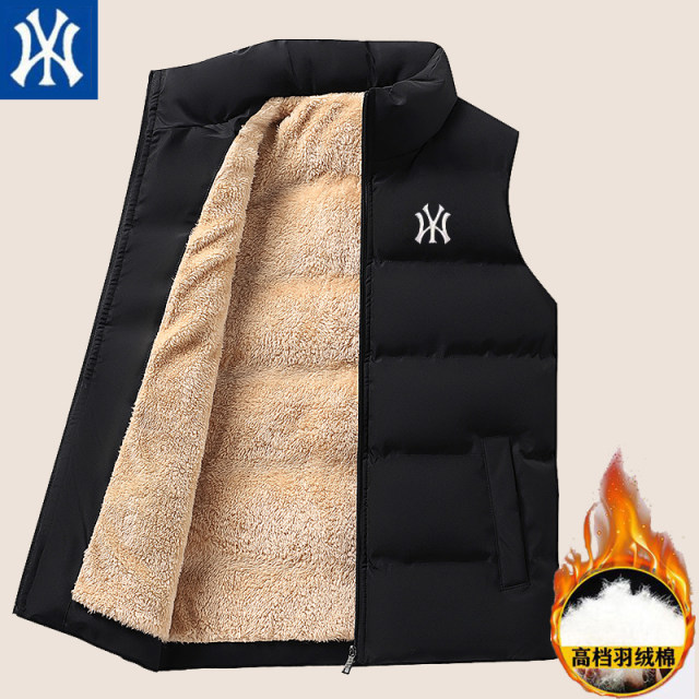 Down cotton vest men's autumn and winter thickened thermal vest vest inside and outside men's ...