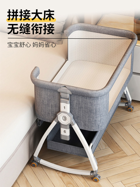 Foldable newborn crib splicing large bed multi-function portable mobile baby bed cradle bed 2023 ...