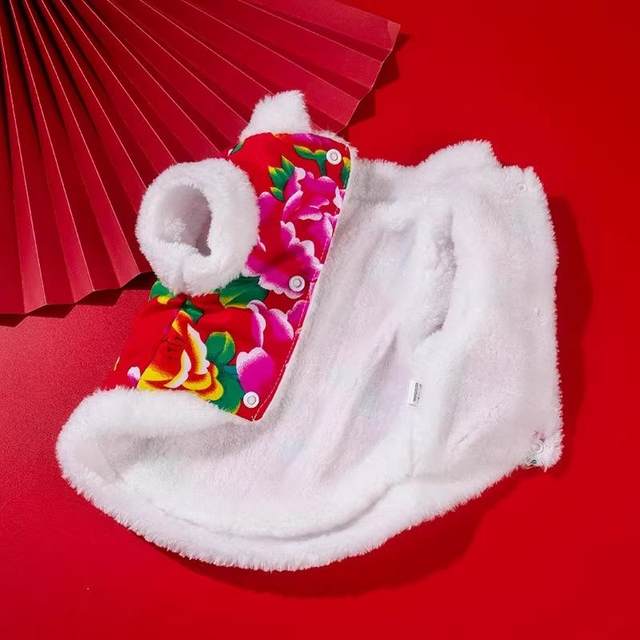 Cat clothes, big flower cotton jacket, warm winter, Dewen blue cat ...