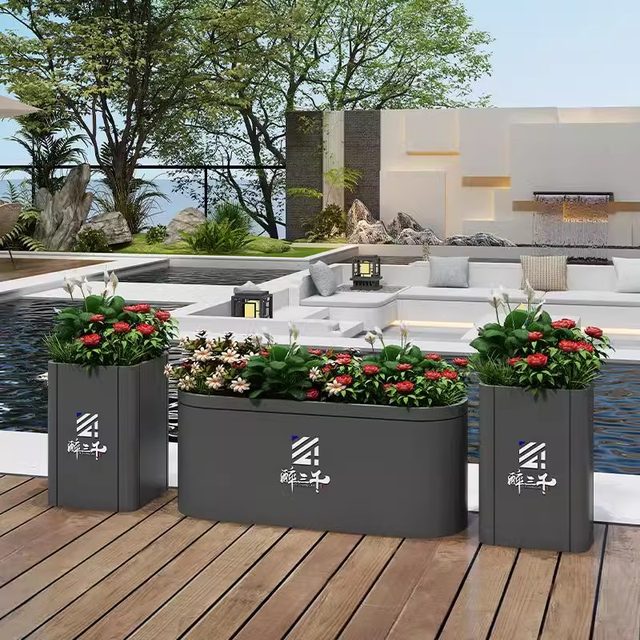 Outdoor iron stainless steel flower box custom balcony terrace ...