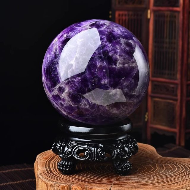 Brazilian natural purple crystal ball ornaments raw stone hand-polished ...