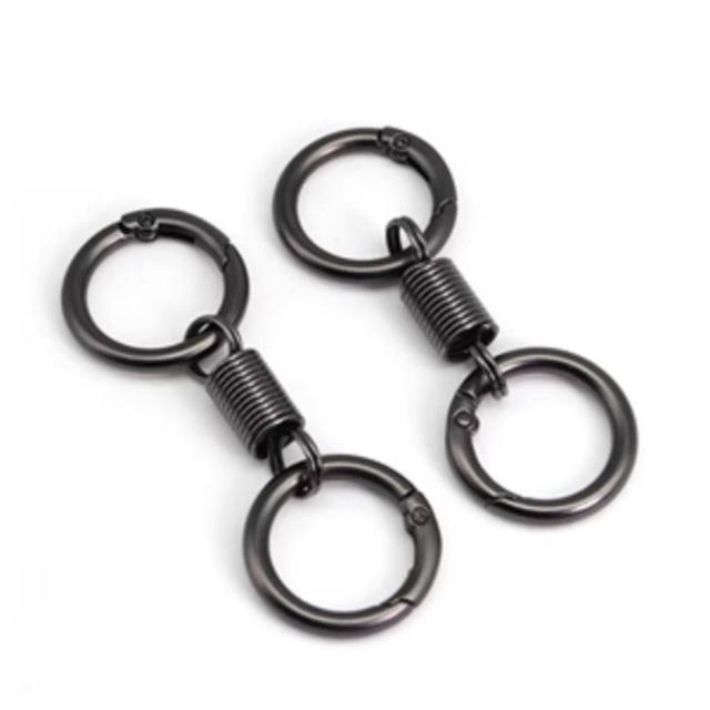 Spring double ring key chain pendant, waist hanging metal key ring ring ...