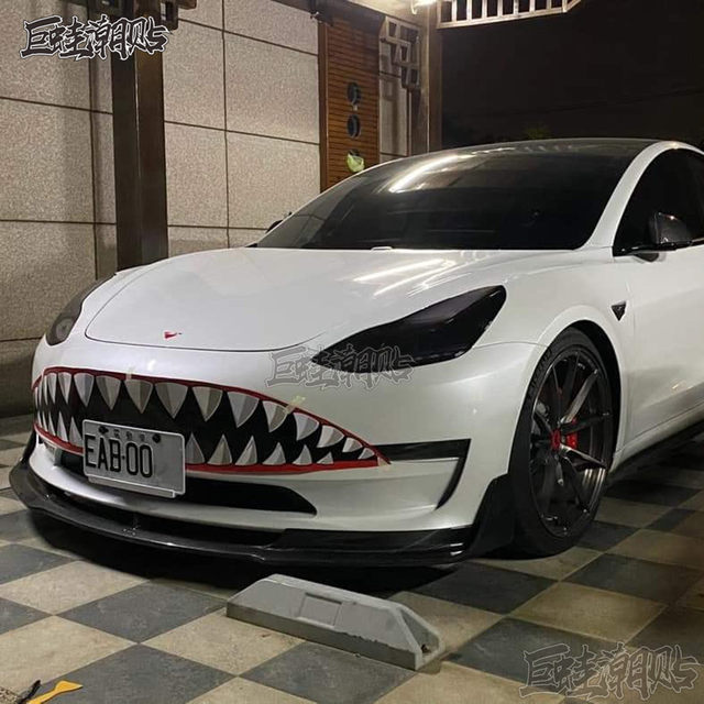 Tesla model3 shark mouth car sticker modelY Xiaopeng p7 electric car ...