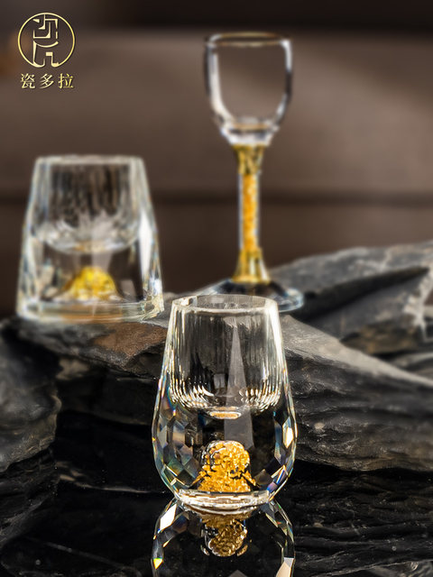 Chinese light luxury gold foil white wine glass household high-end ...