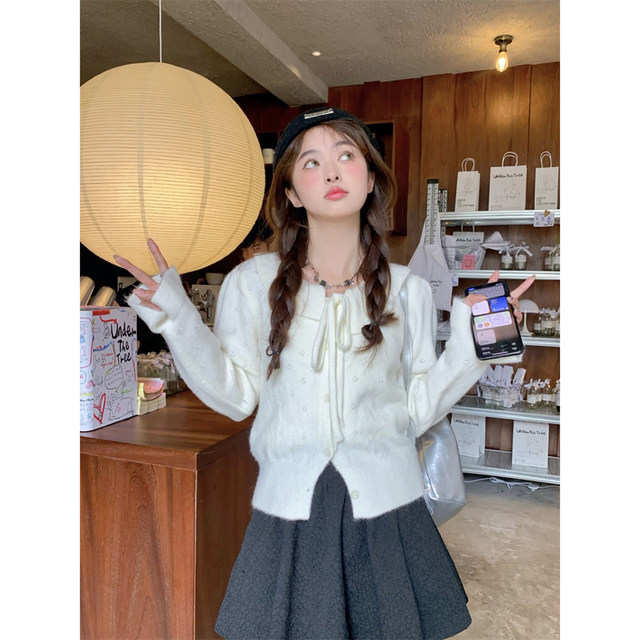 Fan Wenwen, Left Bank, Rose-length knitted cardigan for women, spring ...