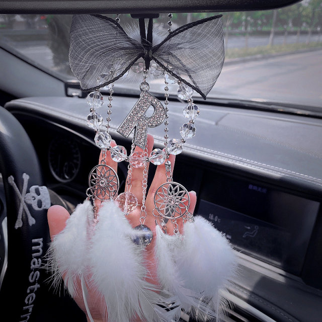 2025 new letter crystal car hanging rearview mirror car goddess car ...