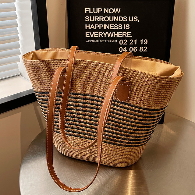 Straw bag women's tote bag large capacity seaside 2024 new high-end ...