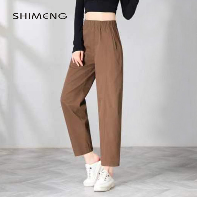 SHIMENG Shimeng Women's Literary Style Casual Pants Summer Lightweight ...