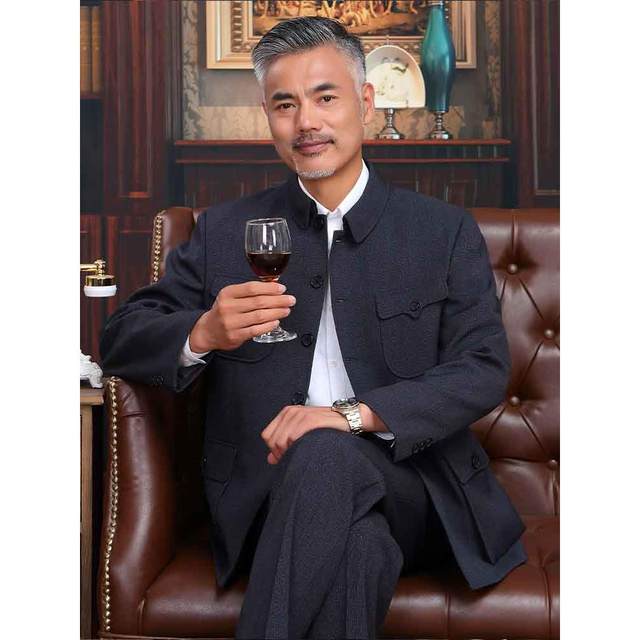 Zhongshan suit men's middle-aged and elderly suit father's suit grandpa ...