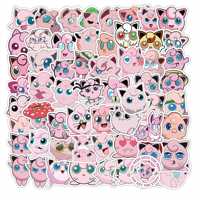 50 cartoon cute pink fat ding Pokémon elf stickers decorative notebook ...
