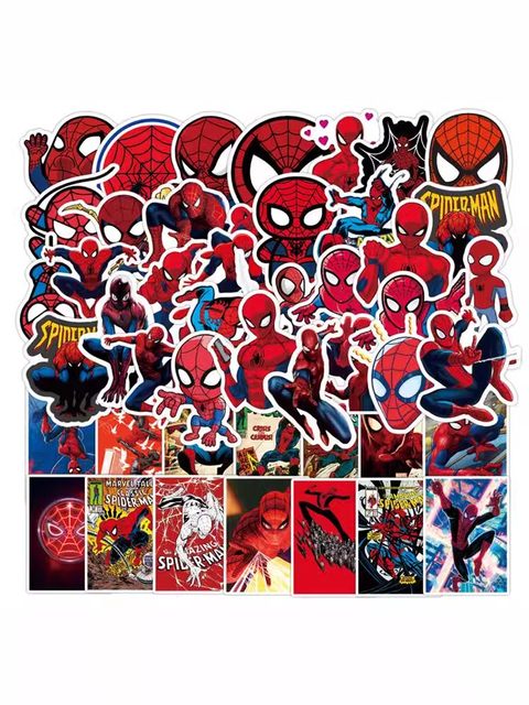 50 Cartoon Spider-Man Marvel Spider-Man Hero Character Stickers ...