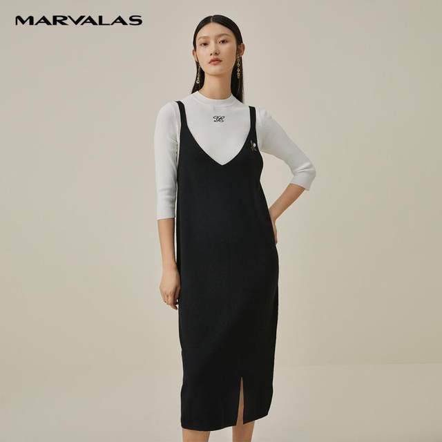 Mande Shi knitted dress female outside 2024 autumn new sleeveless long ...