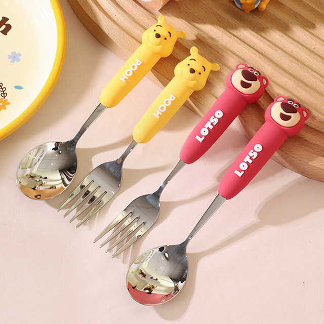 Disney 304 stainless steel spoon Strawberry Bear children's fork cute ...