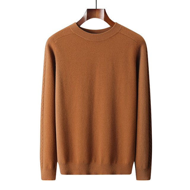 100%pure woolen sweater men's clothing round neck saddle shoulder ...