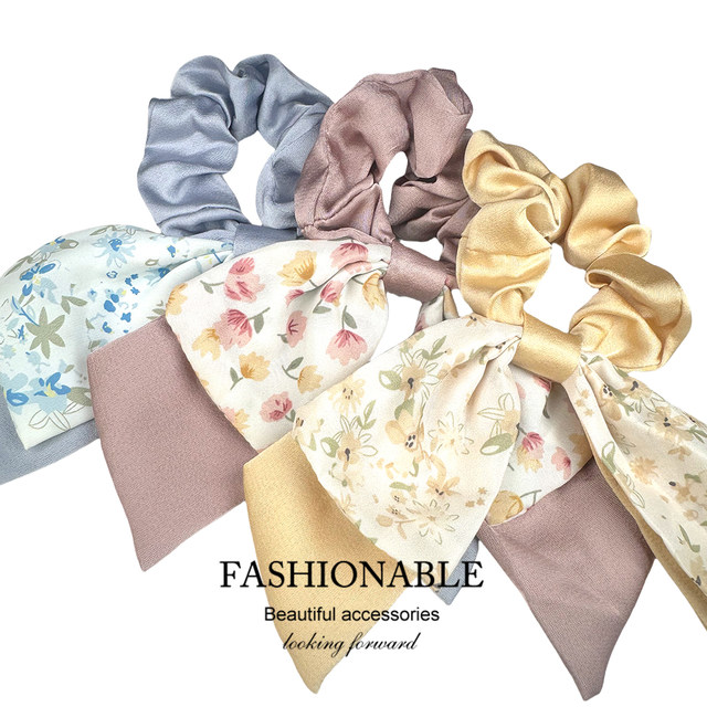 Korean Internet celebrity female large intestine hair tie streamer bow ...